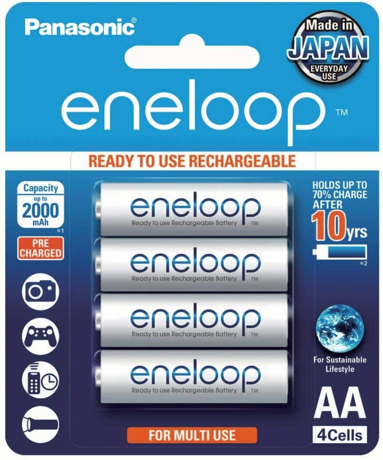 Panasonic Aa Ready To Use Ni Mh Rechargeable Eneloop Batteries 4 Pack