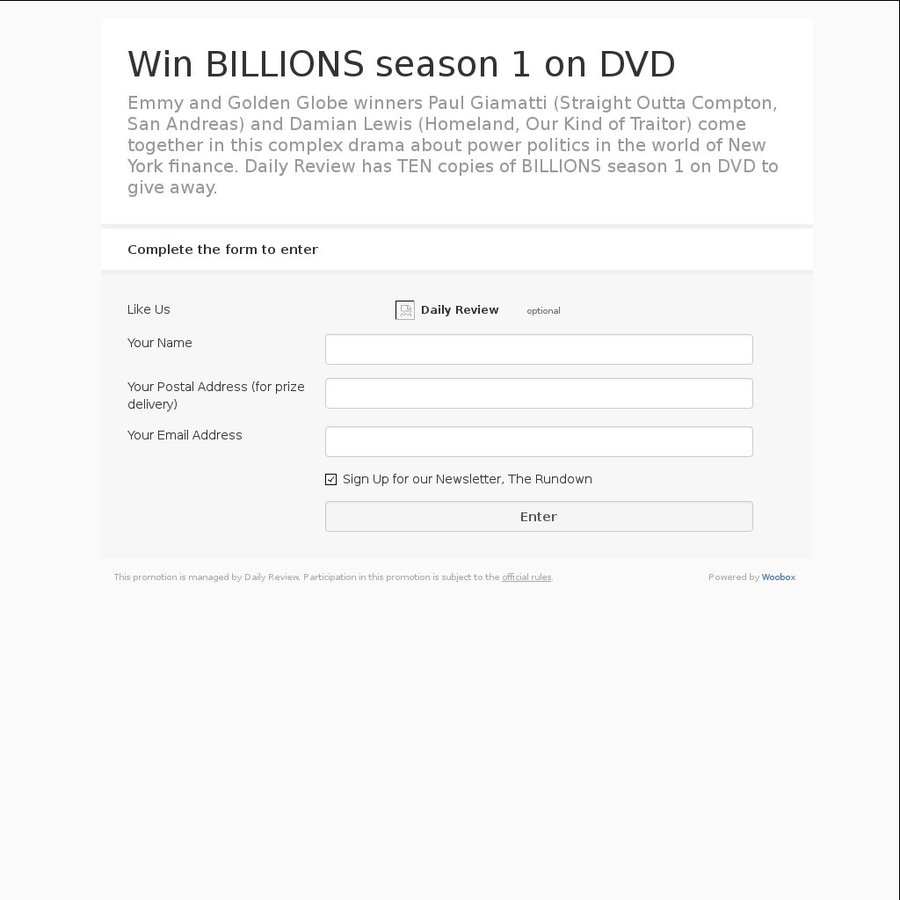 Win 1 Of 10 Copies Of Billions Season 1 On DVD From Daily Review win-1-of-10-copies-of-billions-season-1-on-dvd-from-daily-review