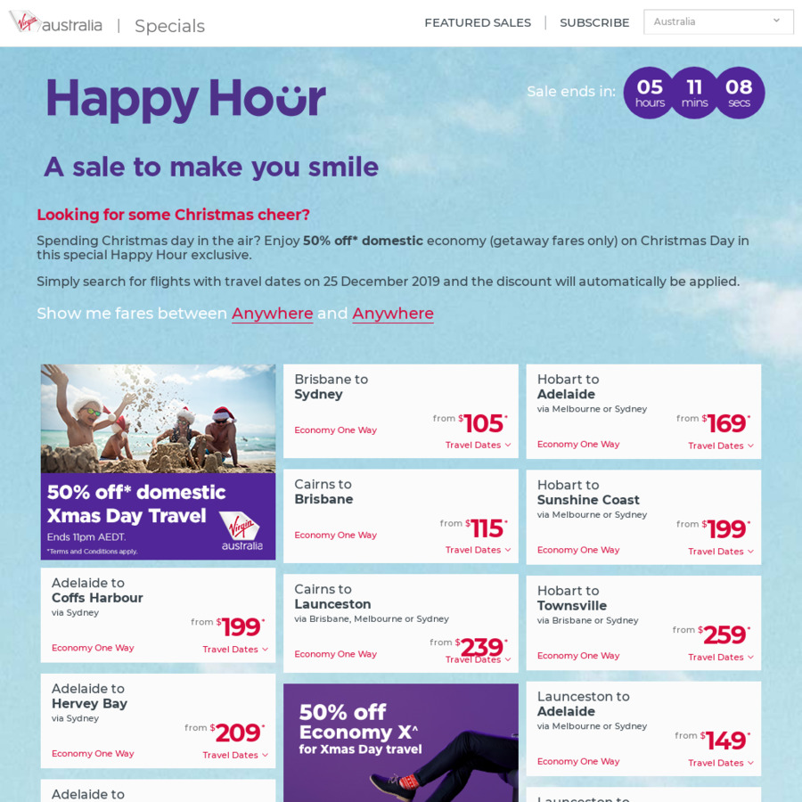 Virgin Happy Hour 50 Off Domestic Economy Getaway Fares On virgin-happy-hour-50-off-domestic-economy-getaway-fares-on